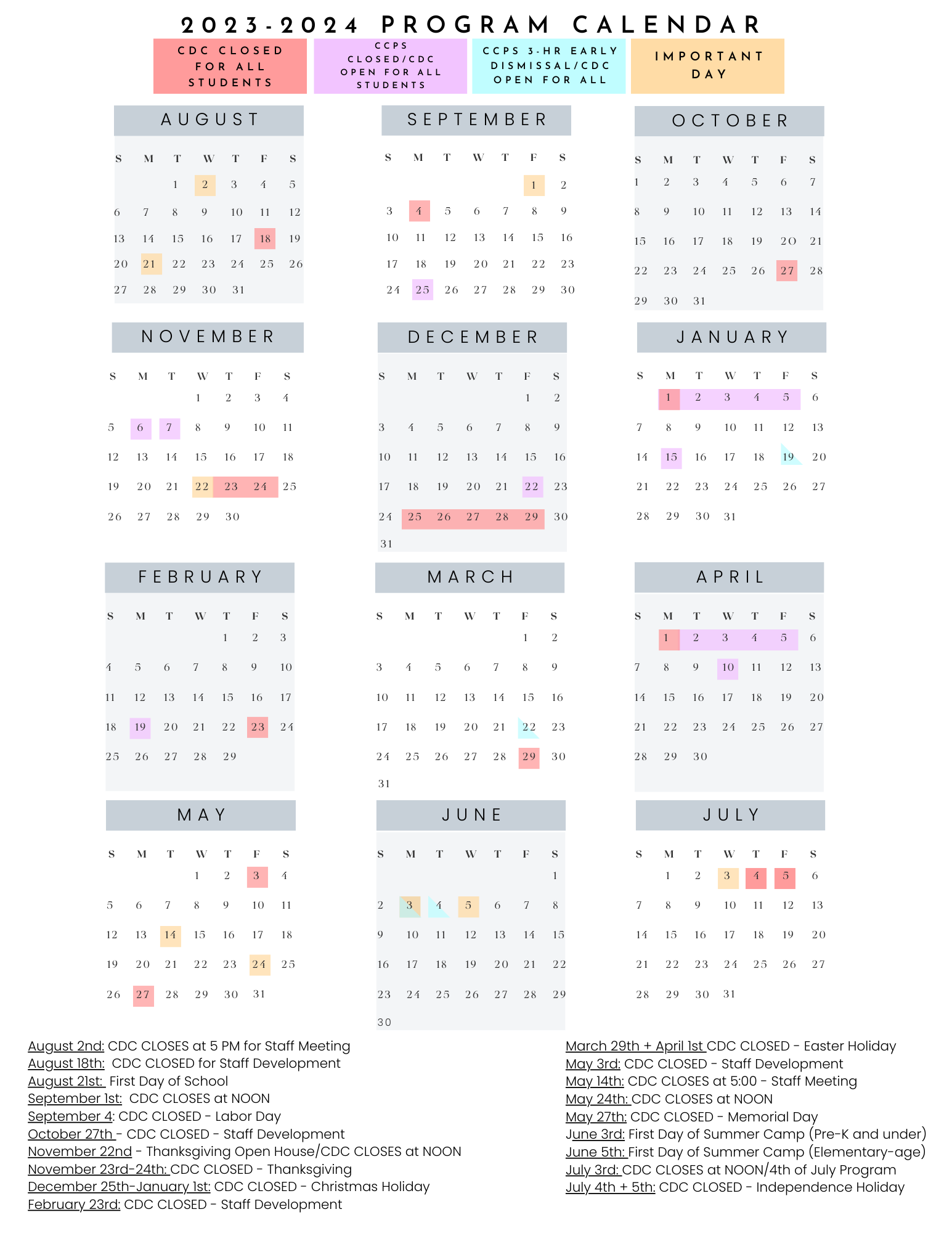 Calendar | Reedemer CDC