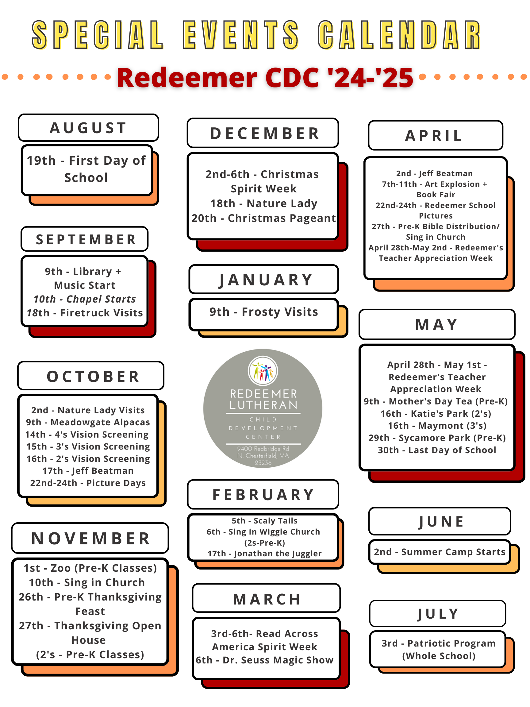 Calendar | Reedemer CDC