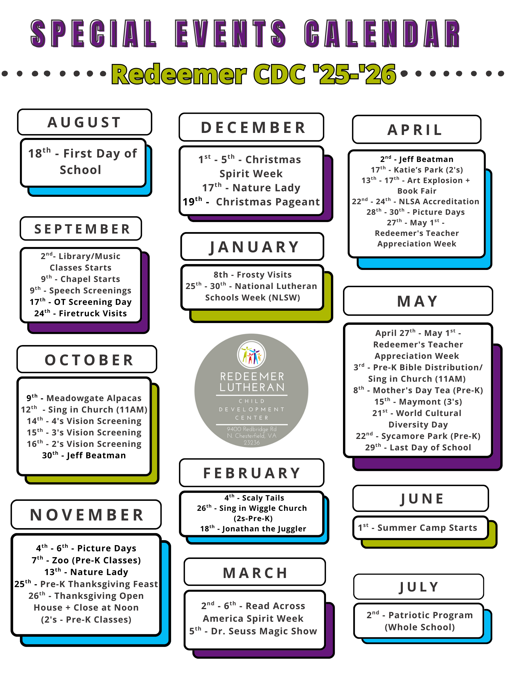 Calendar | Reedemer CDC